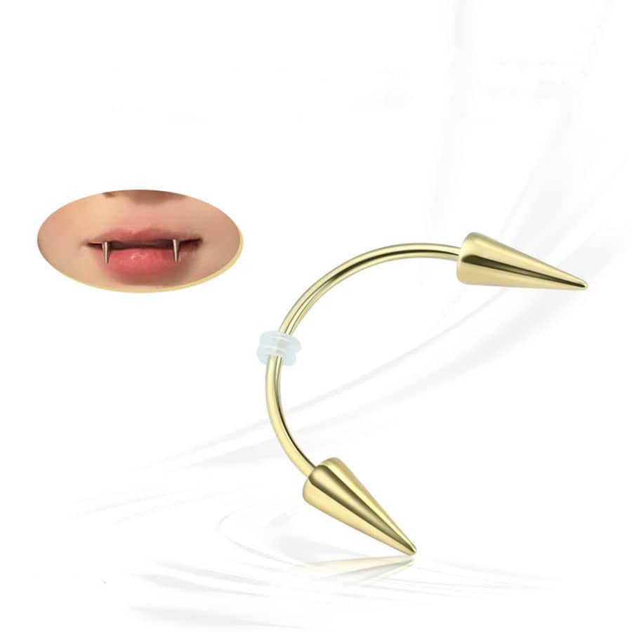 Stainless Steel Smile Lips & Fangs Design Lip Ring For Teeth Pointed ...