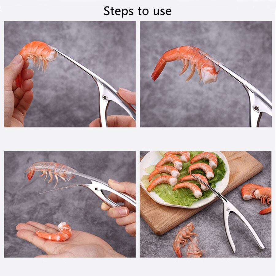 1pc Stainless Steel Shrimp Peeler Cleaner, Metal Seafood Shell Prawn ...