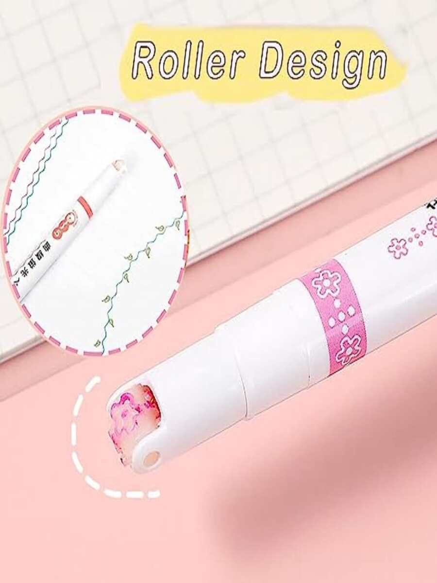 Curved Tip Feather Markers With Decorated Ribbon Stamp, 8 Pieces Double ...