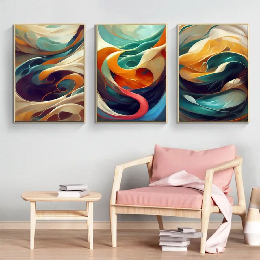 3pcs/set Unframed Canvas Painting Nordic Wall Art Abstract Poster ...