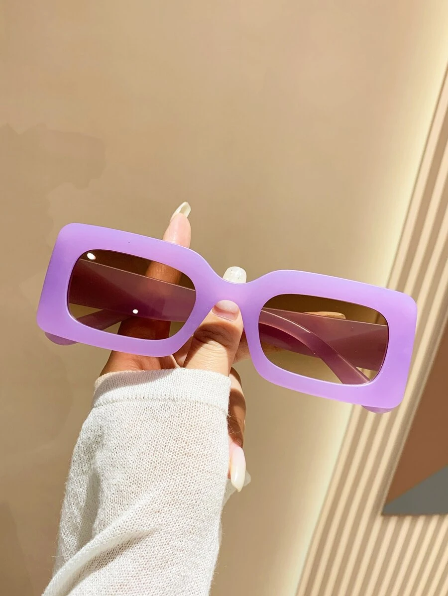 1 Pair Unisex Plastic Frame Rectangular Fashion Glasses, Suitable For ...