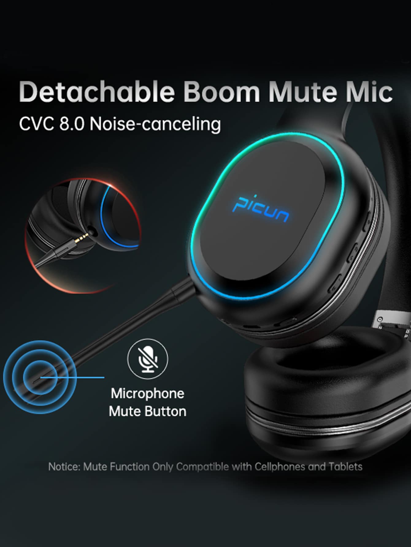 Picun Picun P80X Wireless Gaming Headset For PC, Laptop,Switch, Dynamic ...