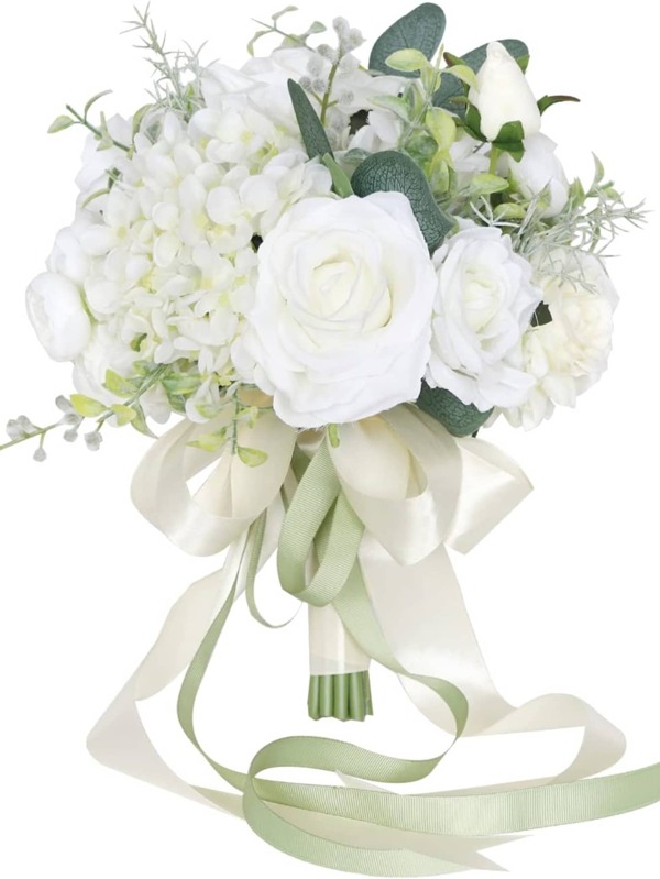 1Pc Wedding Bouquets for Bride Bridesmaid White Champagne Artificial ...