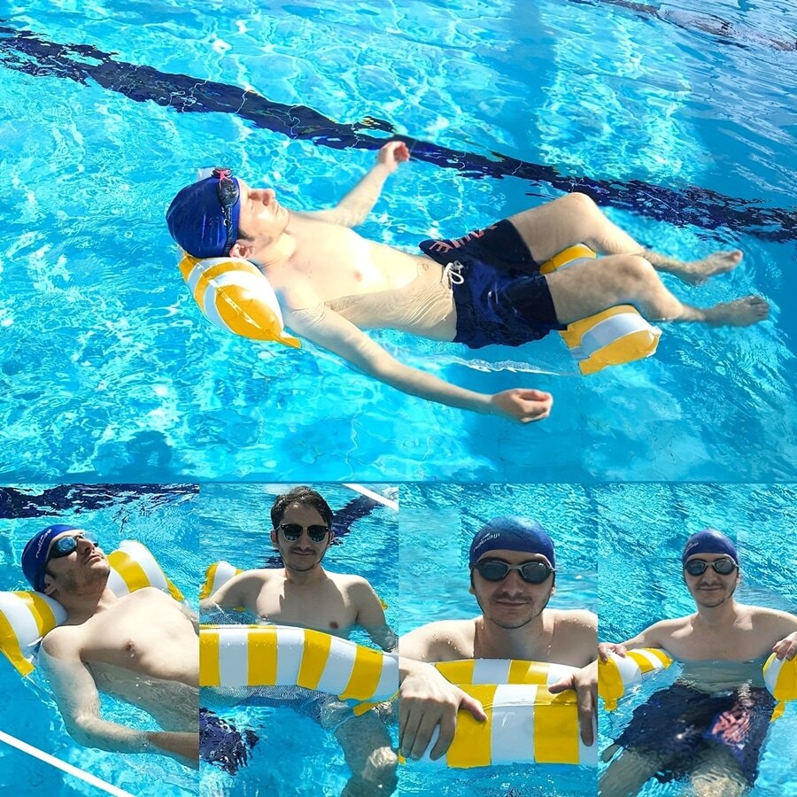 4-in-1 Hammock Inflatable Pool Float, Premium Swimming Pool Lounger ...