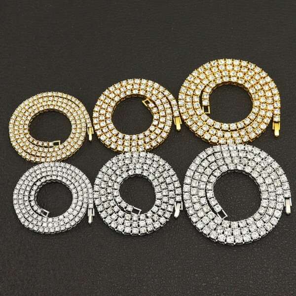 Single Row Diamond Tennis Chain Necklace, 5mm, Hip-hop Chain Style ...