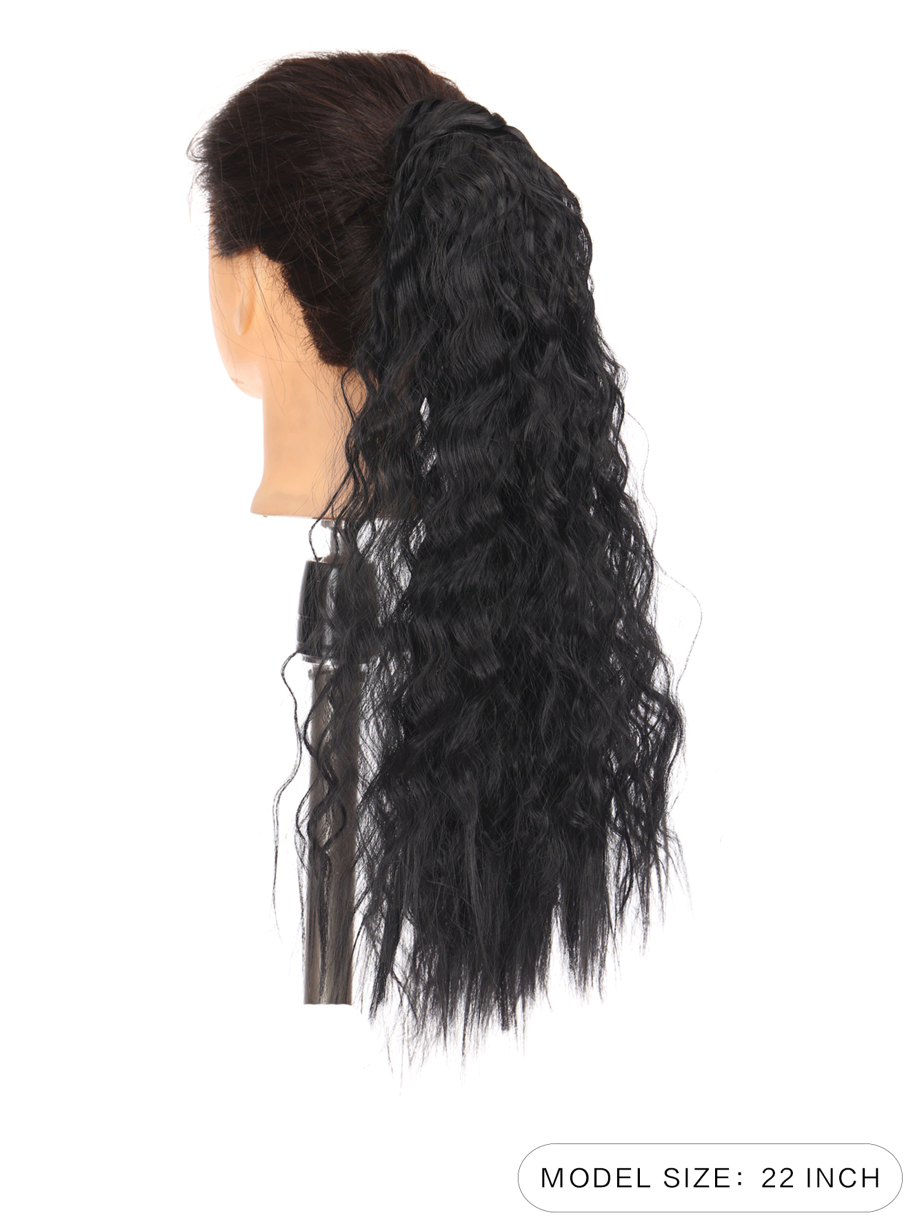 1pc Black Hair Ponytail Wig For Women With Short Wavy Hair, Bouncy ...