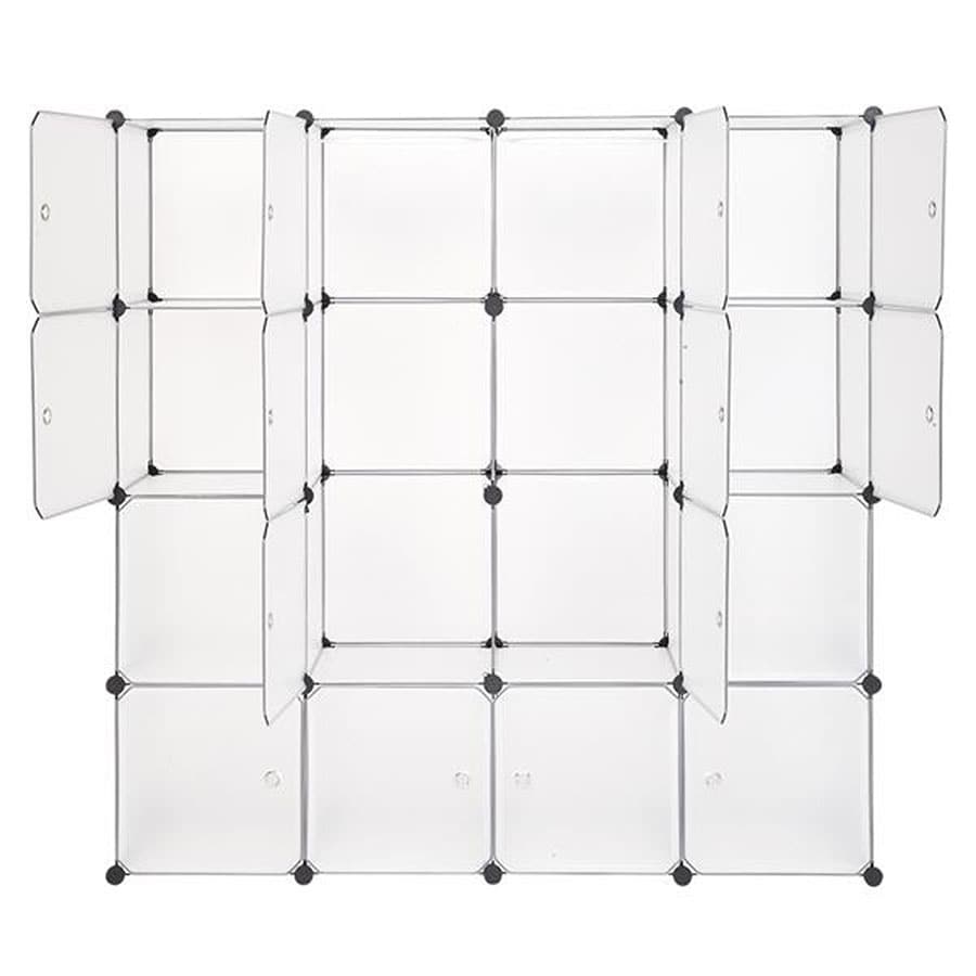 Modular Closet Organizer Plastic Cabinet, 16 Cube Wardrobe Cubby ...