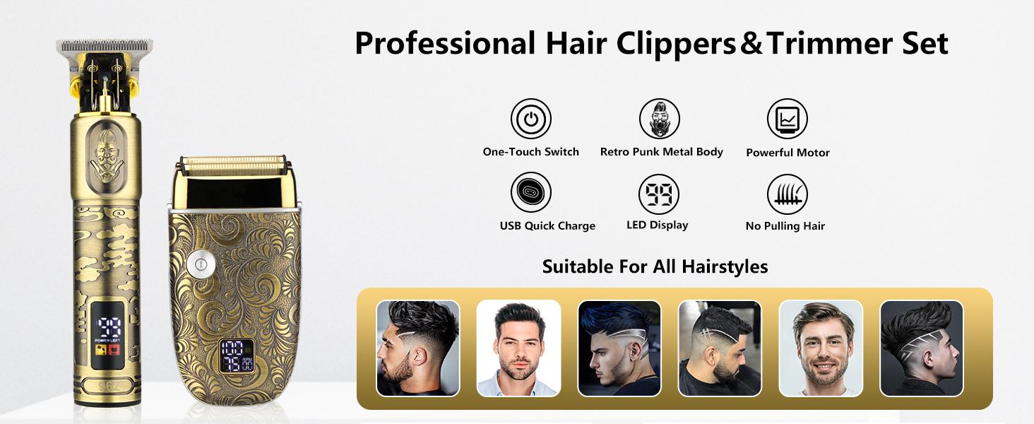 1set Stainless Steel Professional Electric Shaver, Modern Gold Scroll ...