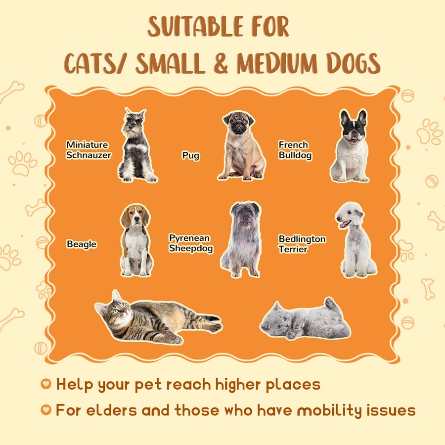 PawHut 3-in-1 Cat & Dog Steps for Bed, Living Room Storage & Footrest ...