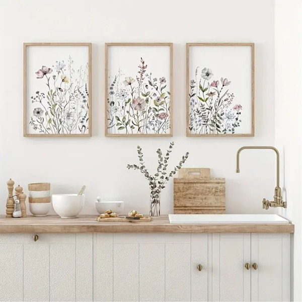 3pcs/set Unframed Watercolor Flower Poster Wall Decor | SHEIN USA