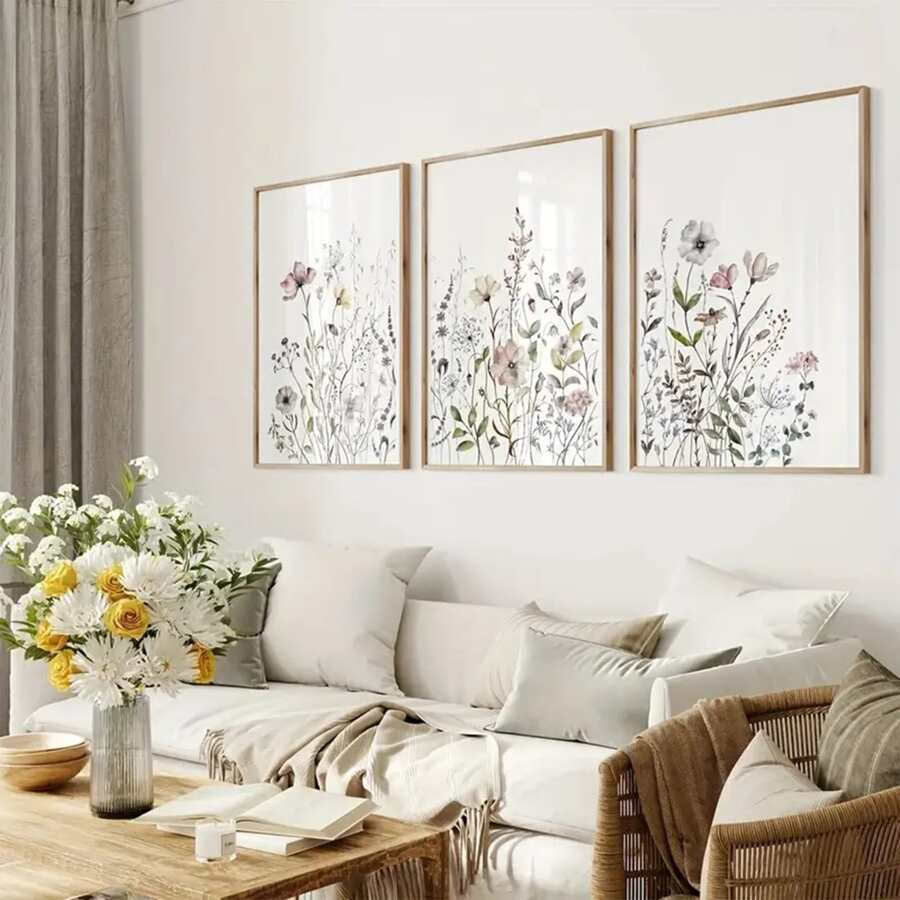 3pcs/set Unframed Watercolor Flower Poster Wall Decor | SHEIN UK
