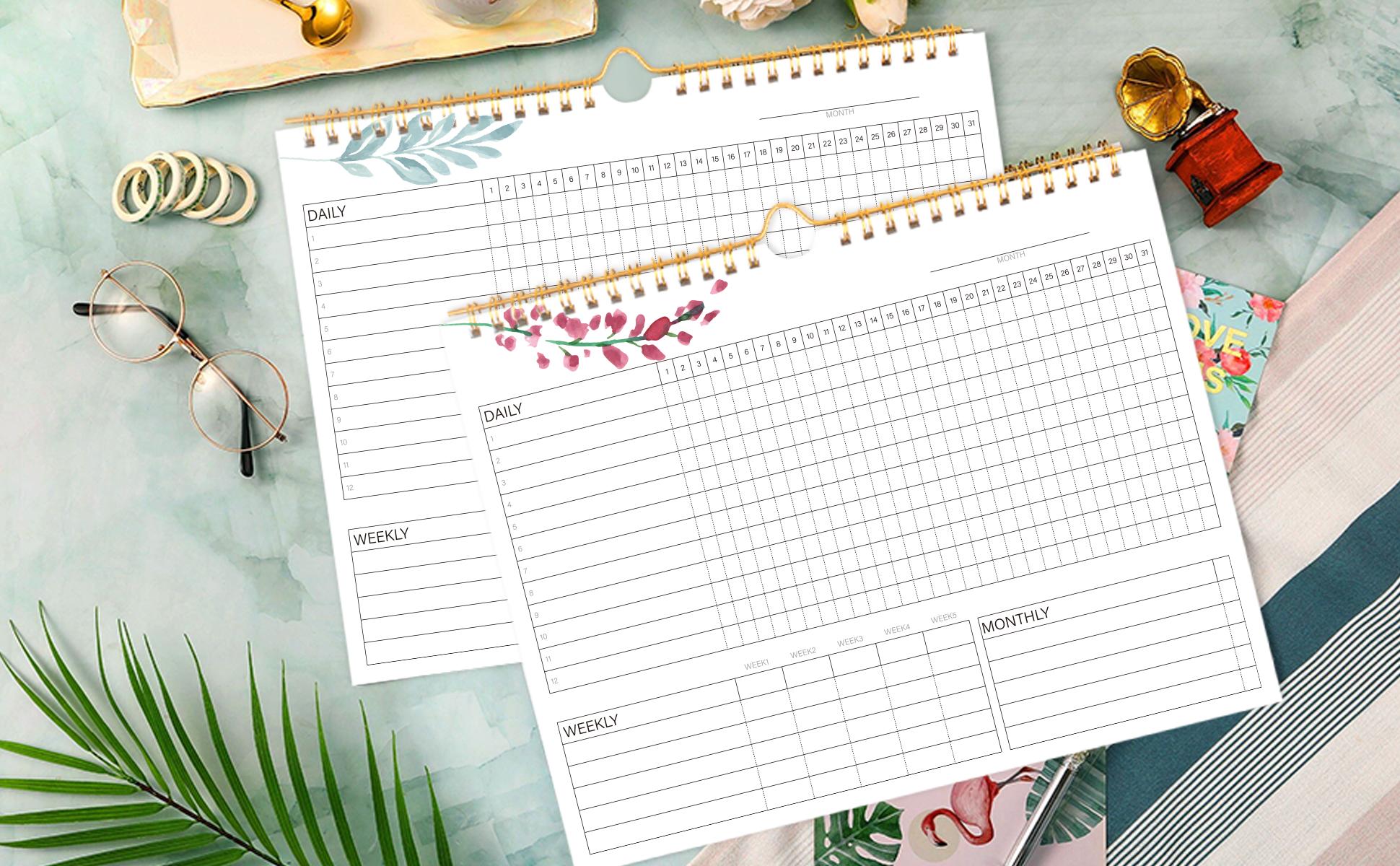 Habit Tracker Calendar Spiral Binding Habit Journal with 12 Different ...