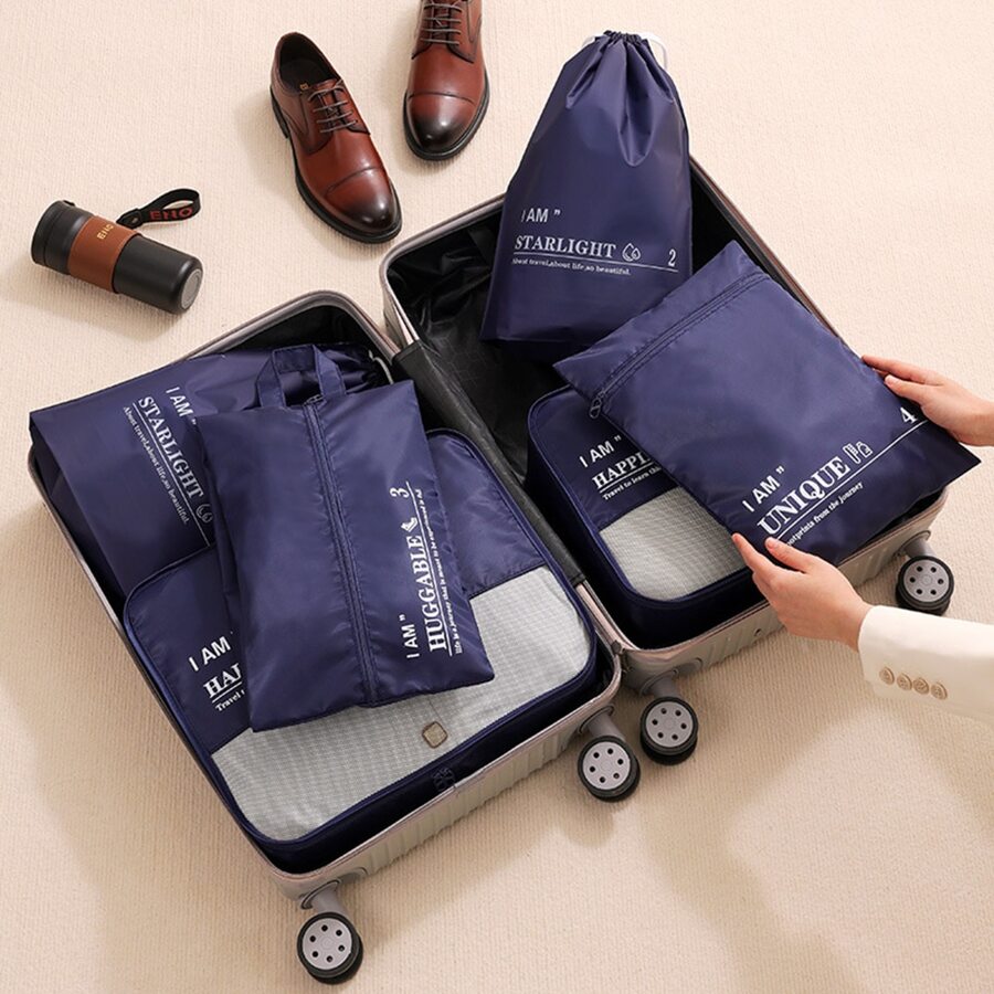 6pcs Travel Bag Clothes Shoe Organizer Traveling Compression Packing ...