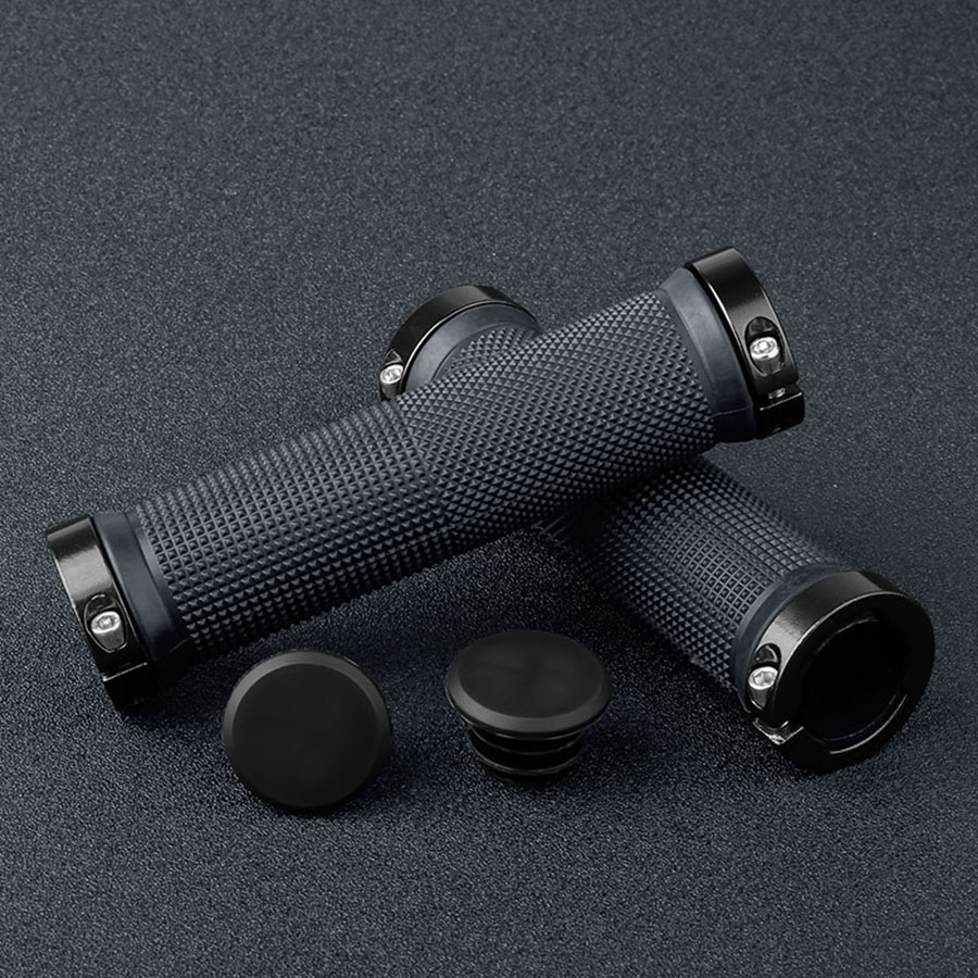Bicycle Grips, Double Lock on Locking Bicycle Handlebar Grips Rubber ...