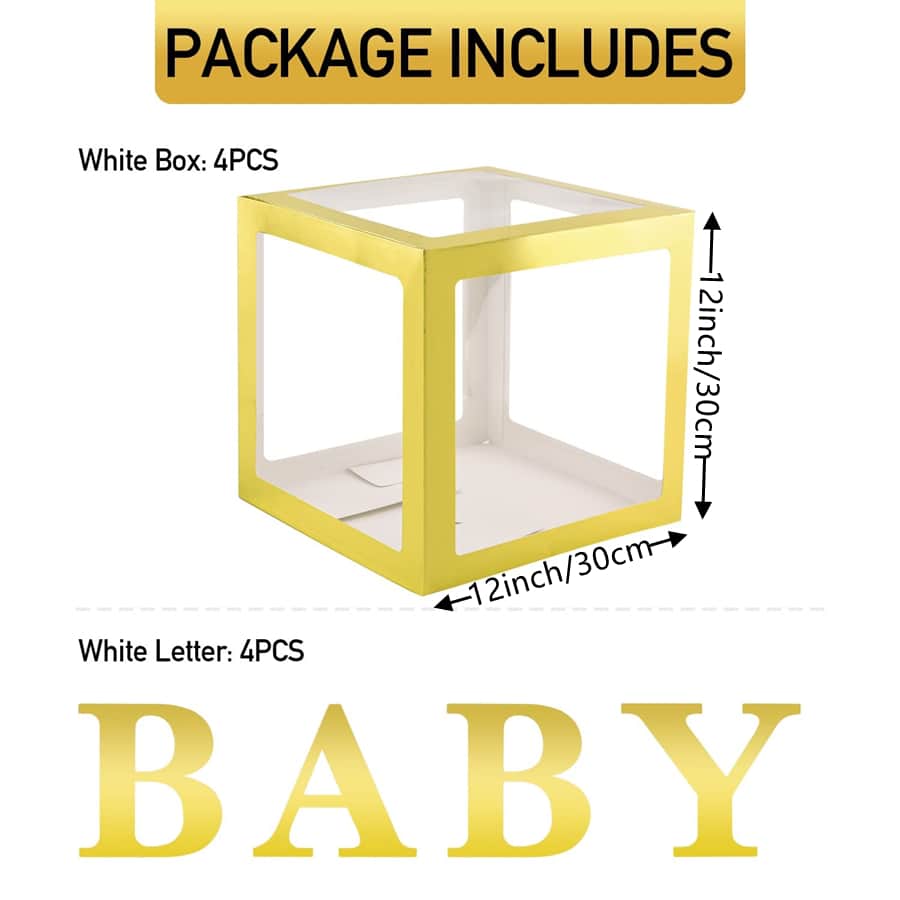 30 CM Baby Shower Boxes Party Decorations - 4 pcs Transparent Balloons ...