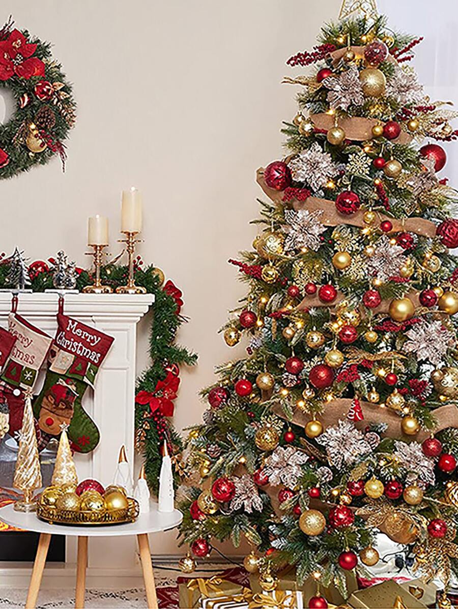 12PCS/Box Decoration Christmas Balls DIY Plastic Glitter Set Tree ...