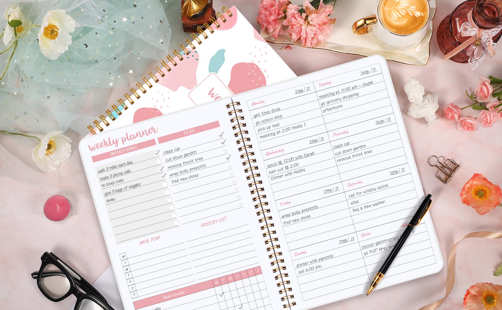 1pc A5 Undated Weekly Notebook With Habit Tracker, 52 Weeks Daily ...