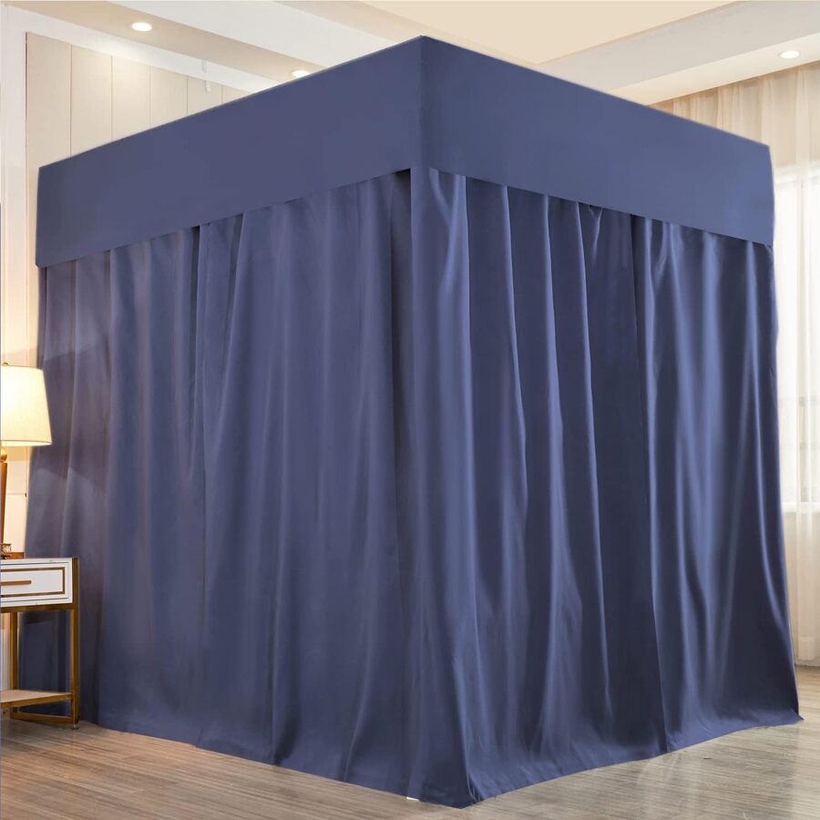 4 Corners Bed Canopy Curtain, Lightproof Bed Curtain, Blackout Canopy ...