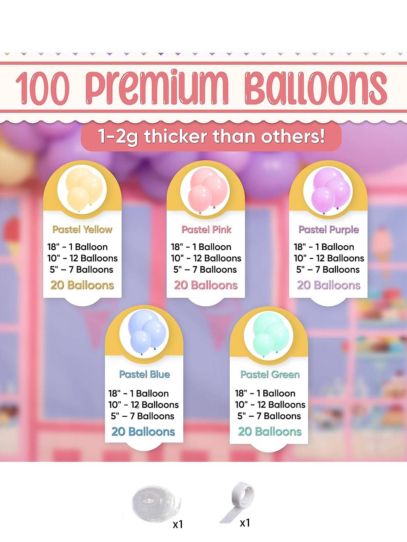 100pcs/Set Soft Balloon Garland Kit, Pastel Rainbow Balloon Arch ...