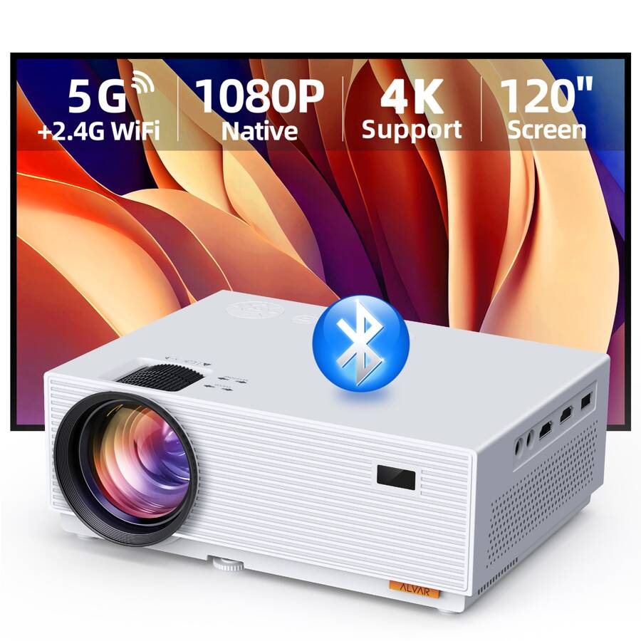 5G WiFi Bluetooth Projector, ALVAR Native 1080P Full HD Mini Portable ...