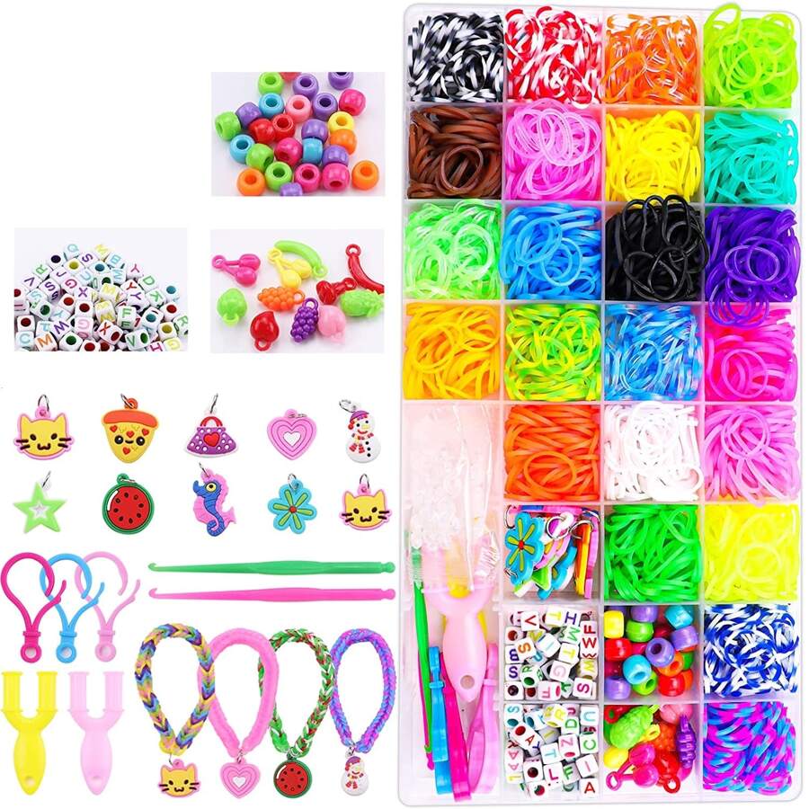 Rubber Band Kit - 2100 Loom Bracelet Making Kit for Girls, 23 Colors ...