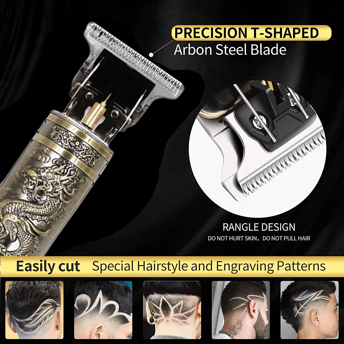 Lcd Screen Professional T9 Electric Hair Clipper With Dragon Pattern ...