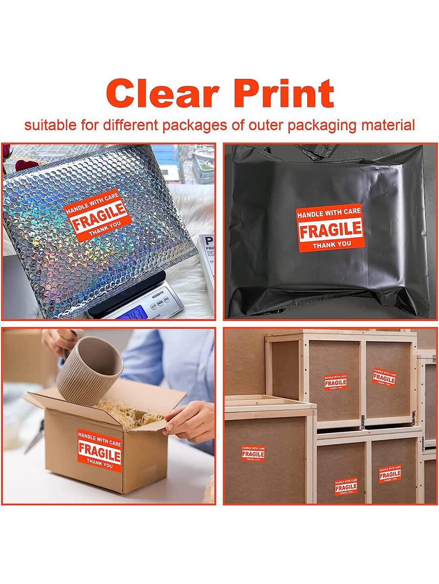 3" X 5" Fragile Handle with Care Warning Stickers for Shipping and ...