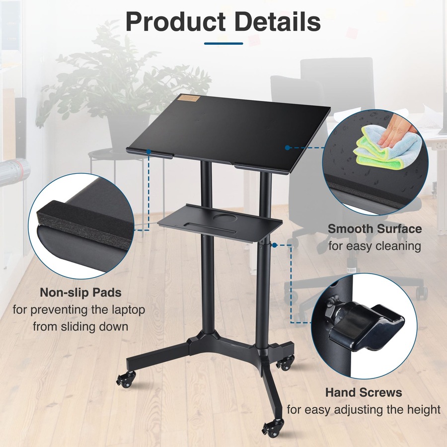 Yescom Mobile Podium Portable Rolling Lecterns Standing Laptop Cart ...