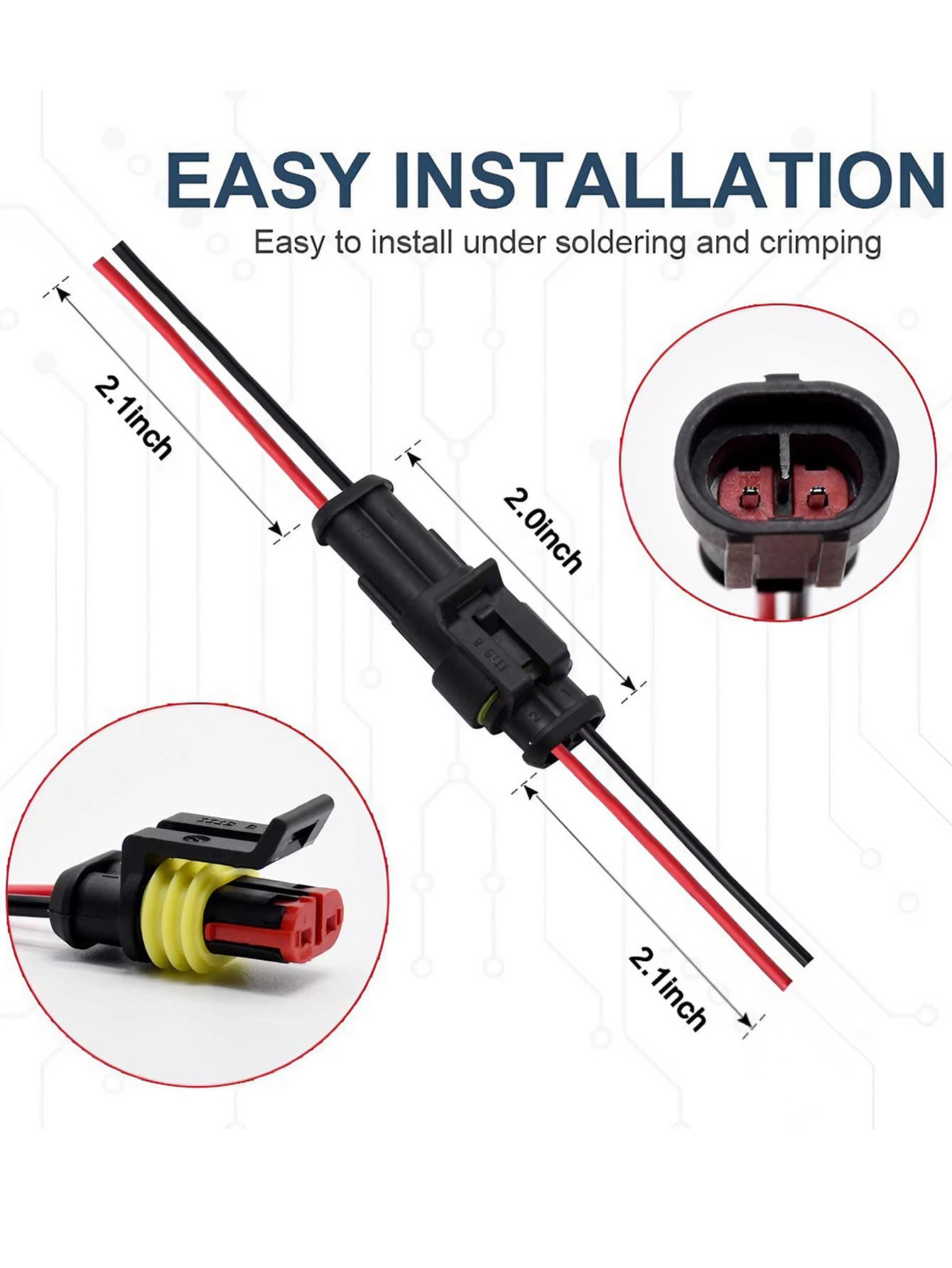 STONEGO 5 Pairs Waterproof 2-Pin Electrical Connectors with Wire for ...