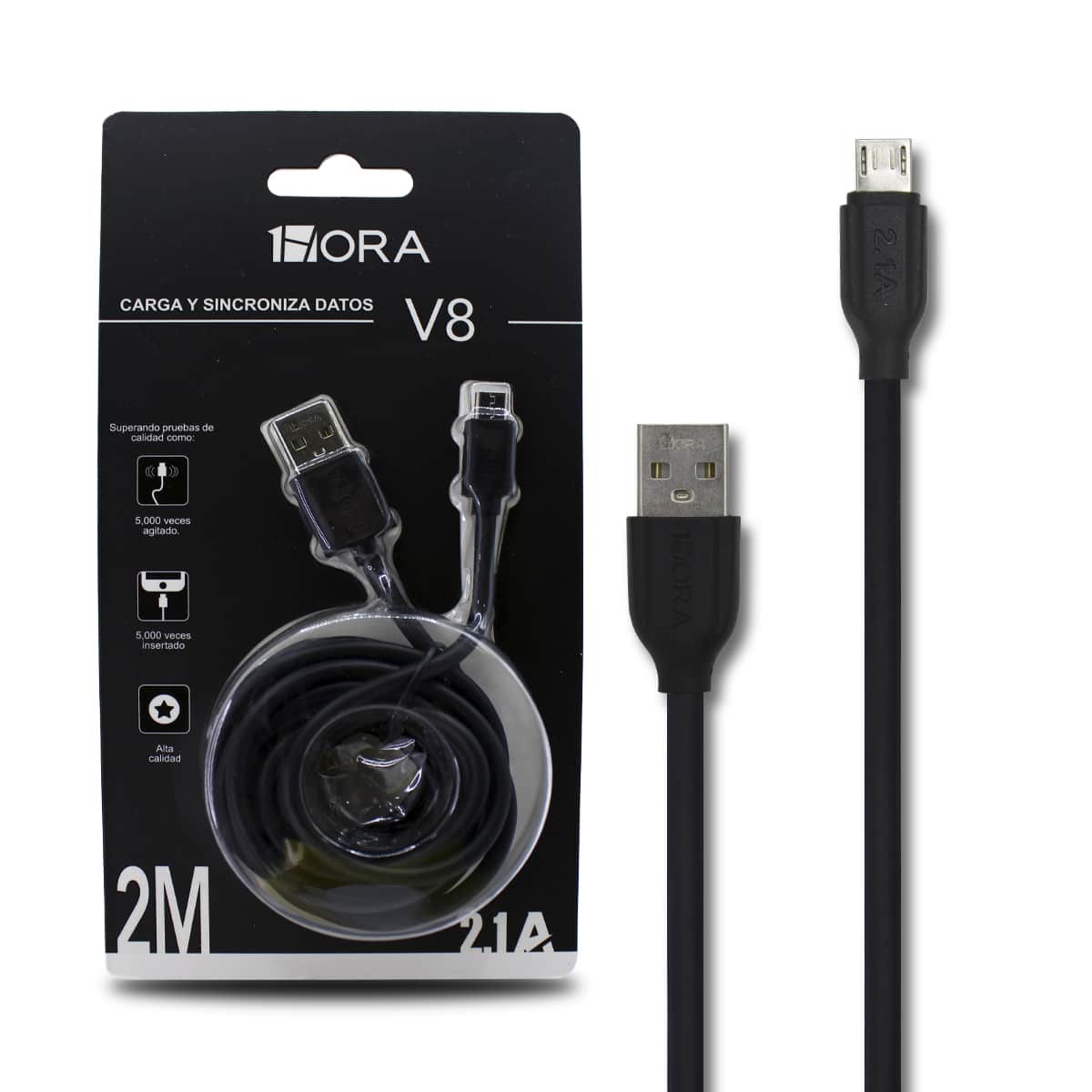 Charging And Data Synchronization Cable 1HOUR 2meter, USB-V8, 2.1A ...