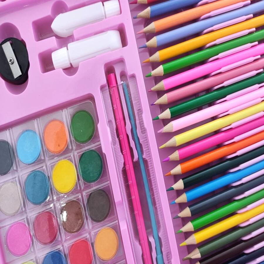 Briefcase Set Art Colors Crayons Watercolor Pens Chalk Artist Drawing ...