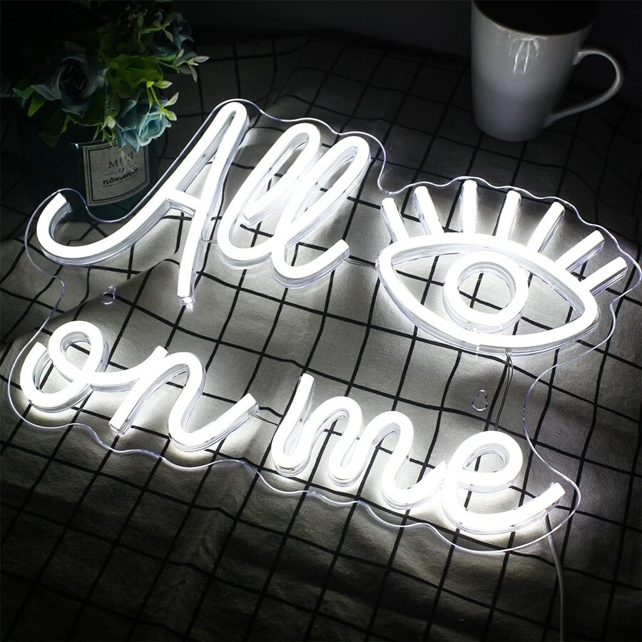 All Eyes on Me Neon Sign Evil Eye Led Sign Pink Neon Light Letter Eye ...