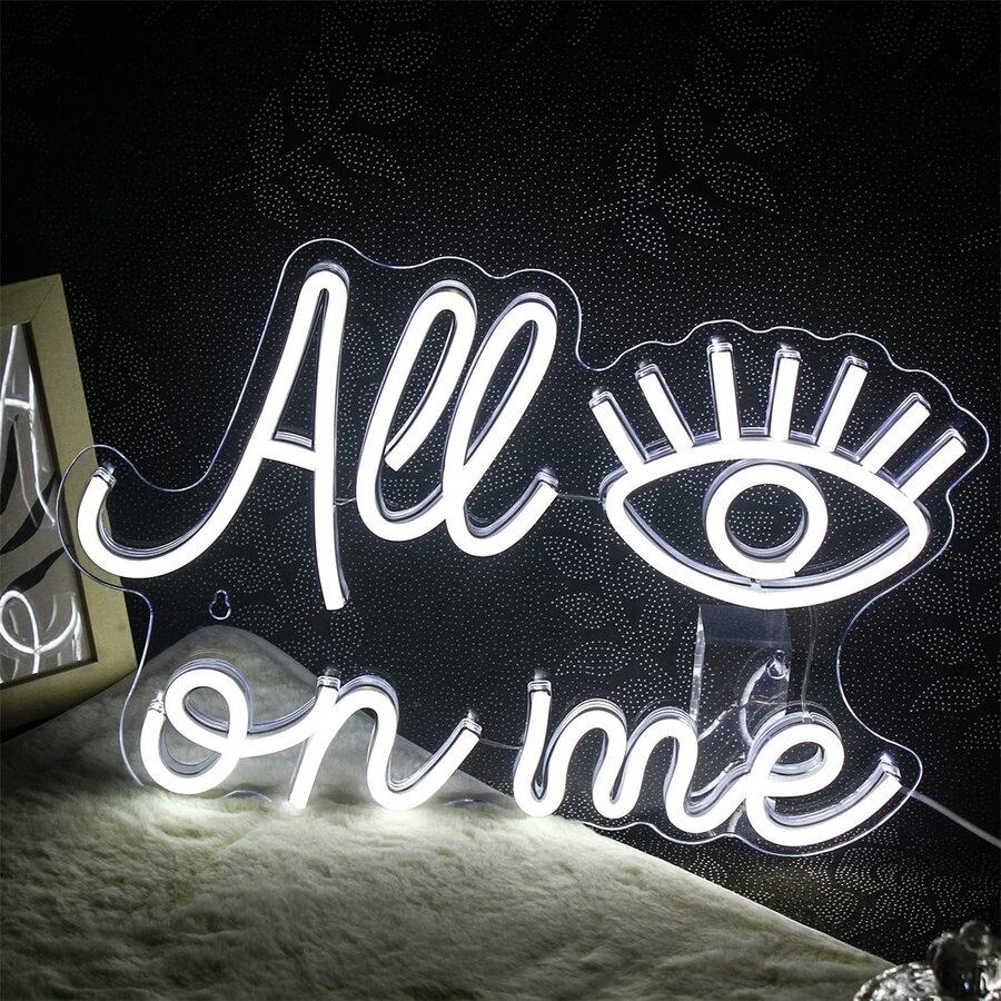All Eyes on Me Neon Sign Evil Eye Led Sign Pink Neon Light Letter Eye ...