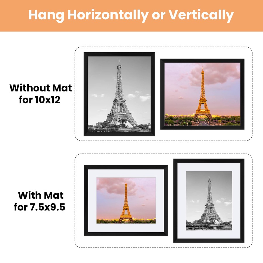 upsimples 10x12 Picture Frame Set of 5, Display Pictures 7x9 with Mat ...