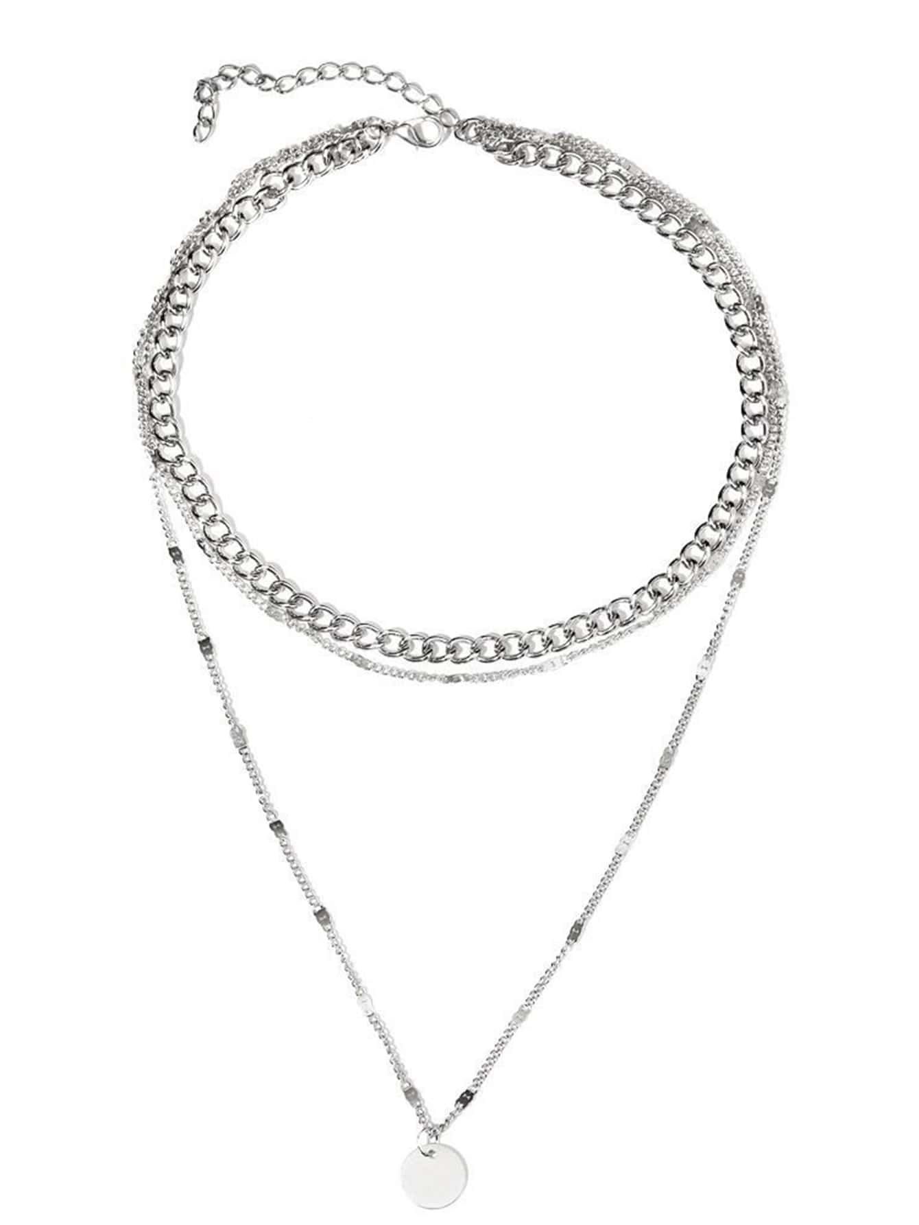 1pc Multi-Layer Wavy Chain Necklace For Women, Minimalist Alloy Pendant ...