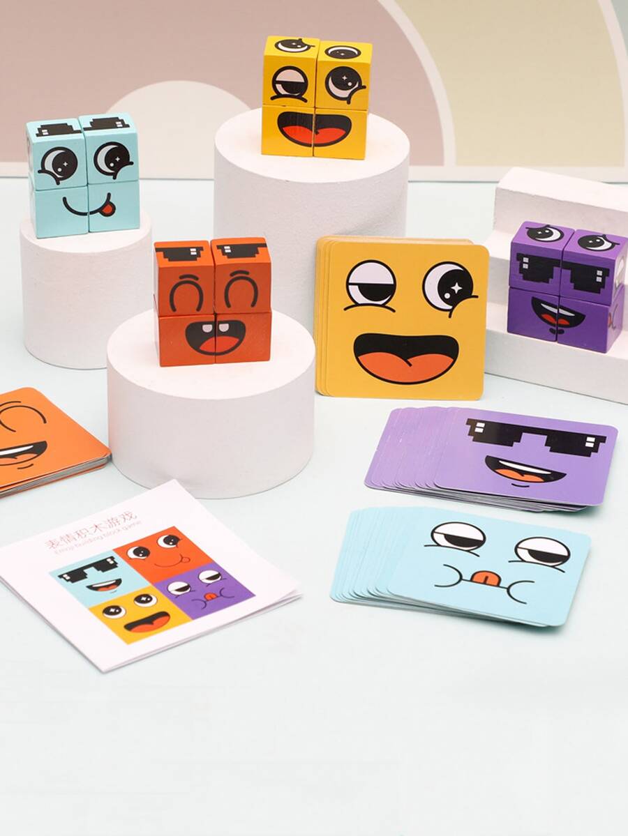 16 قطعة الرموز الانفعالية لغز وصل مكعب مضحك ألعاب الطاولة تعليمي ذكاء ...