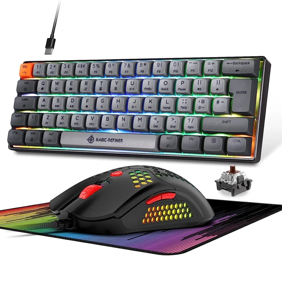 Wired Mechanical Compact Gaming Keyboard with Brown Switch,RGB LED ...