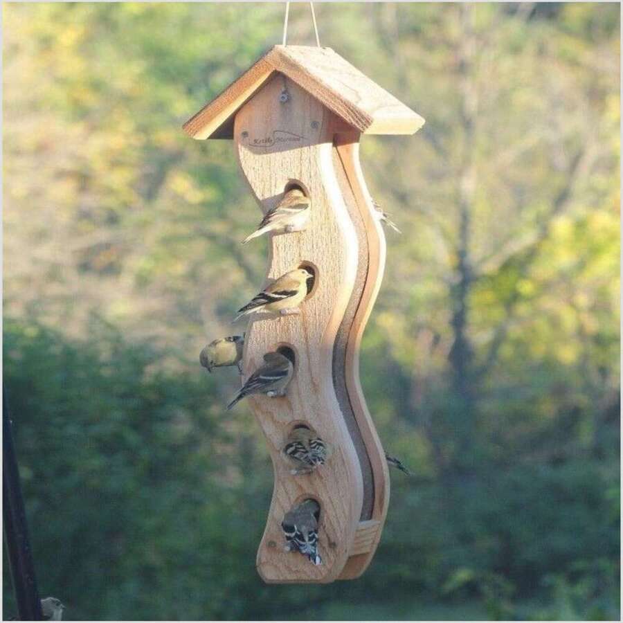 Kettle Moraine Large Wave Goldfinch Bird Feeder for Nyjer Thistle Seed ...
