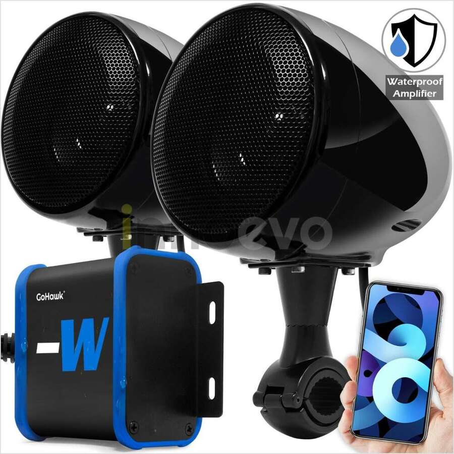 Waterproof Bluetooth Amplifier Motorcycle ATV Speakers Stereo Audio ...