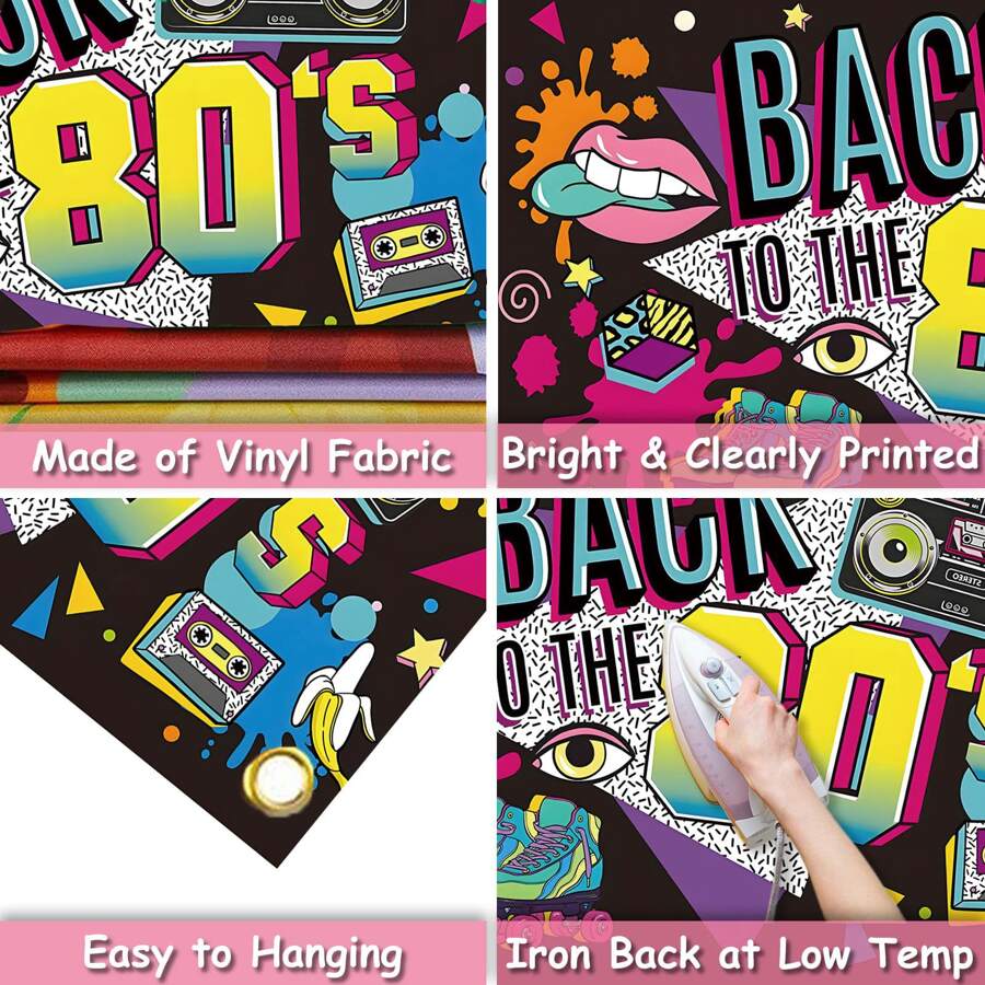 Back to 80s Themed Backdrop Banner, 1980s Retro Party Hanging ...