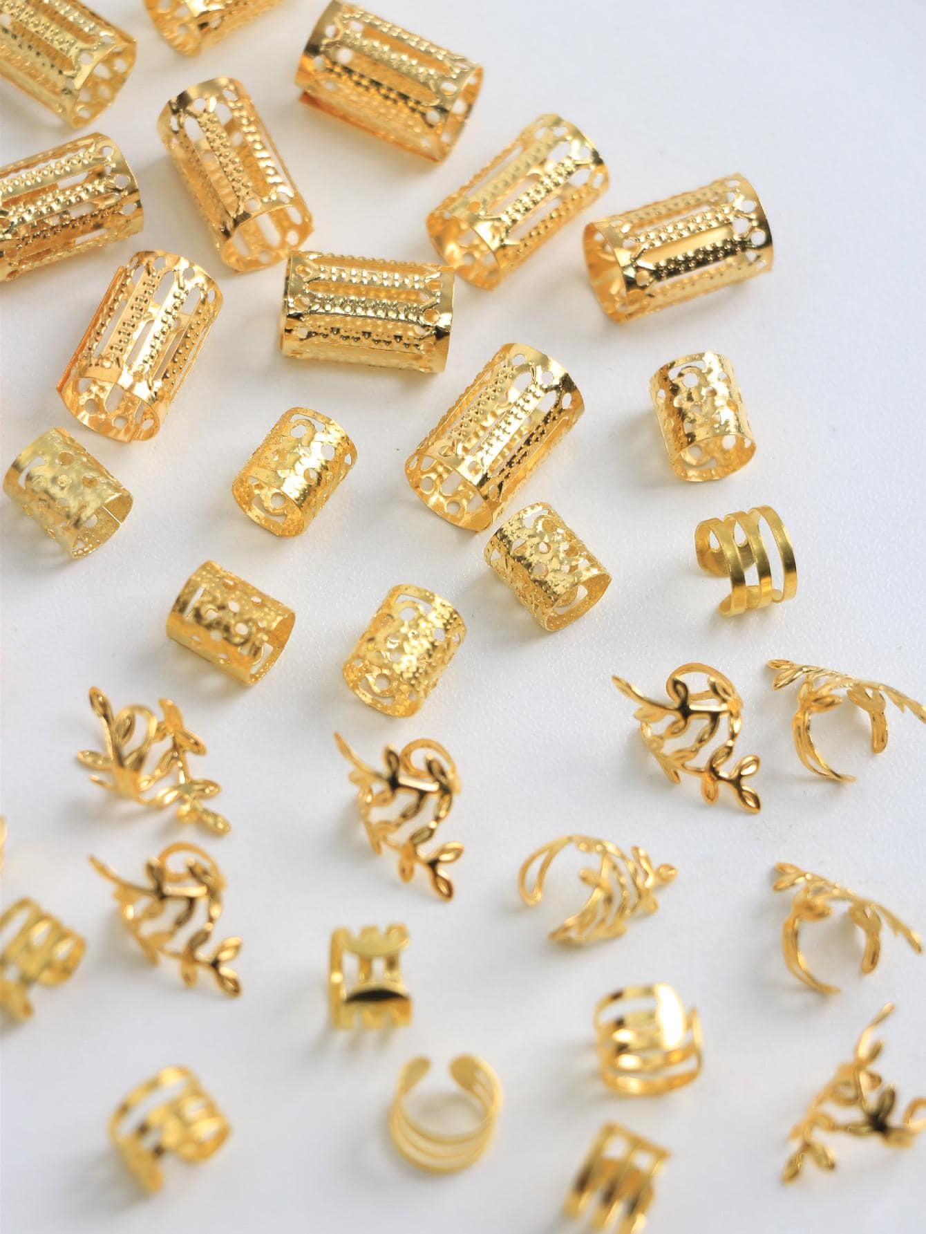 40pcs Mixed Gold Hair Braiding Rings Set, Braid Design Hair Accessories ...