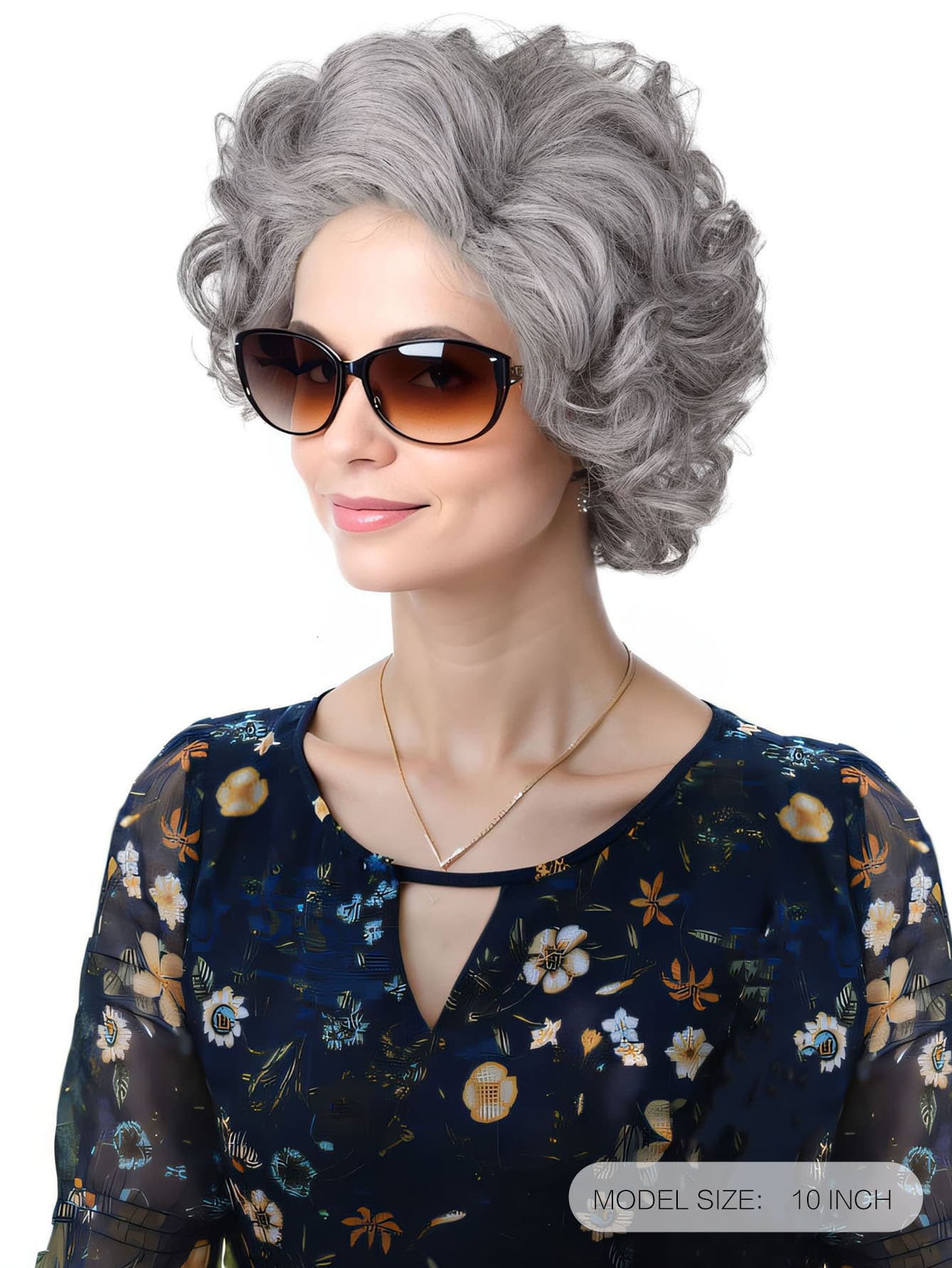 Old Lady Short Bob Curly Light Grey Heat Resistant Synthetic Wig for ...