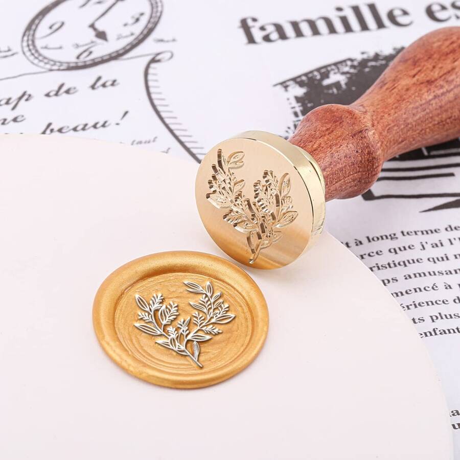 Cyfun Design 1pc 25mm Brass Wax Seal Stamp Head No Handle With Vintage Botanical Design For