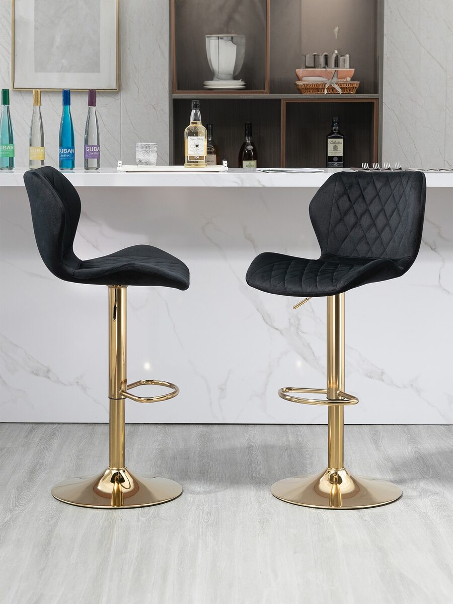 Velvet bar stool 2 piece counter Height bar stool with back Rotating ...