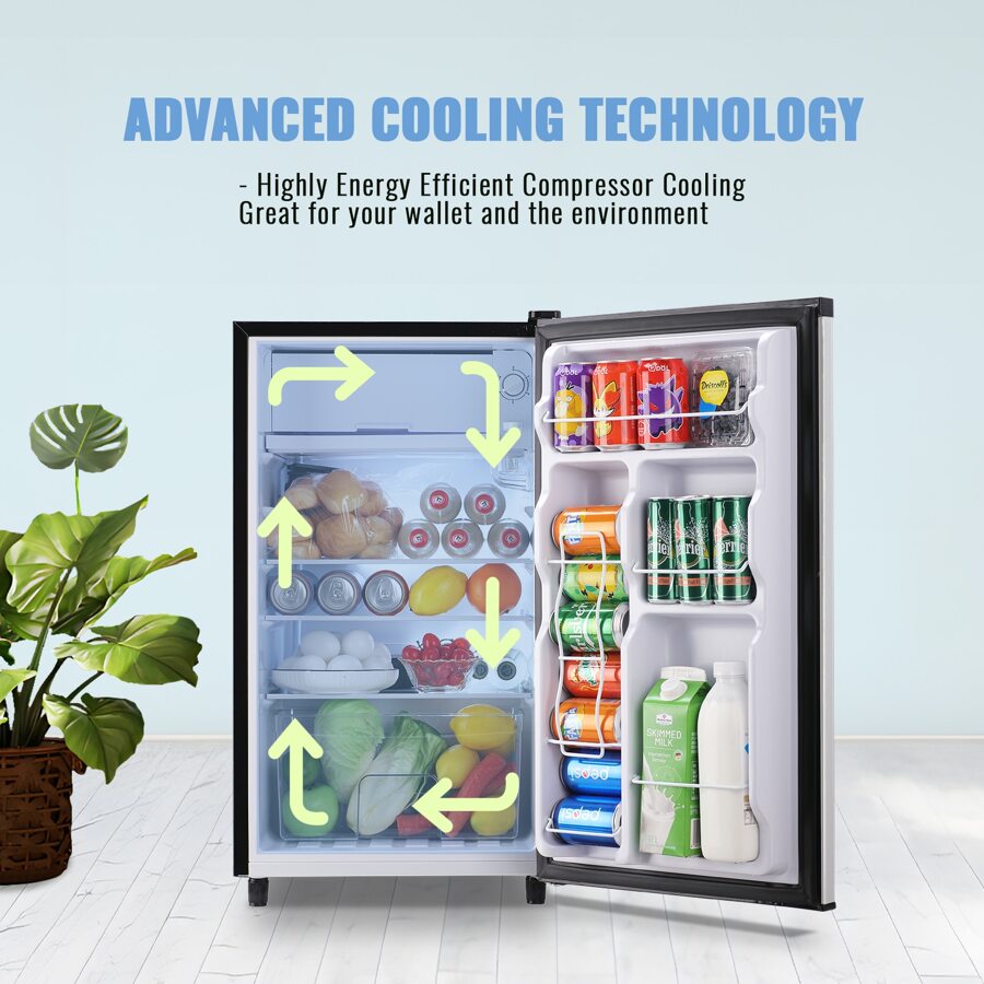 WANAI Mini Fridge 3.2 Cu.Ft Single Door Compact Refrigerator with ...