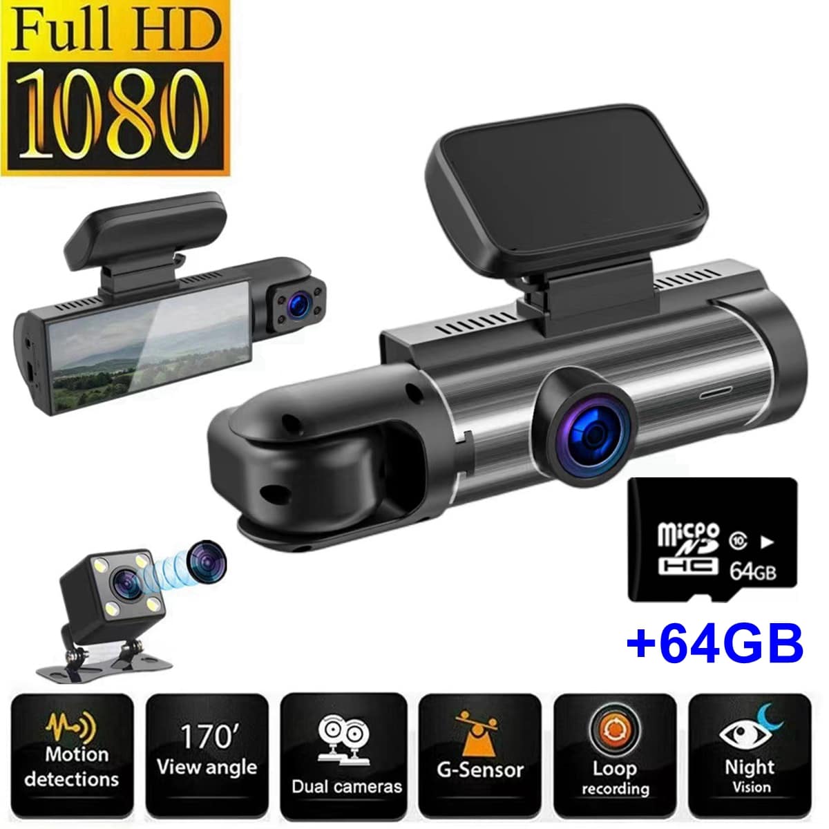 Cámara de salpicadero Cámara de salpicadero de doble lente de 3,16 ...