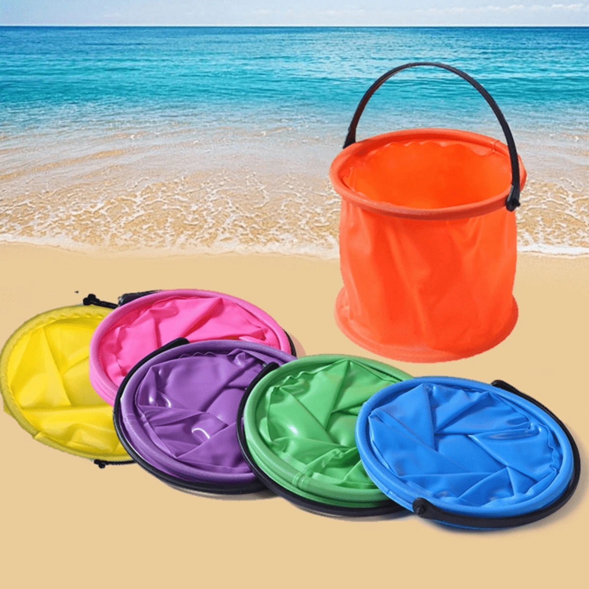 1pc Beach Sand Play Bucket Toy Folding Collapsible Bucket Gardening ...