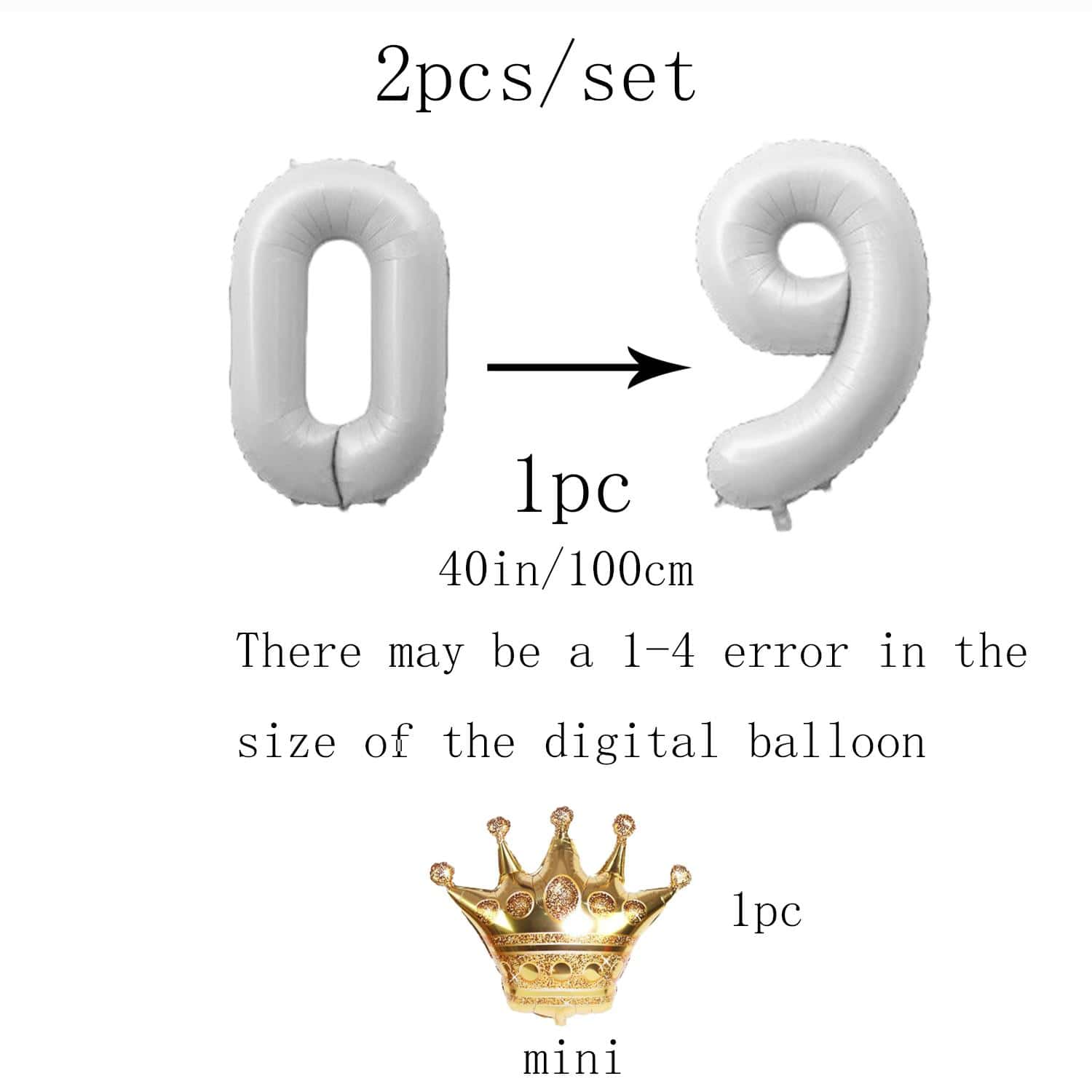1pc Crown & 1pc Large Olive Green Number Balloon For Kids Baby Birthday ...