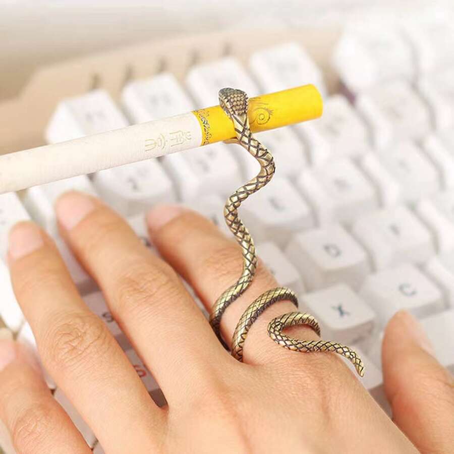 1pc Creative Snake Shaped Cigarette Holder Ring Personalized Portable ...