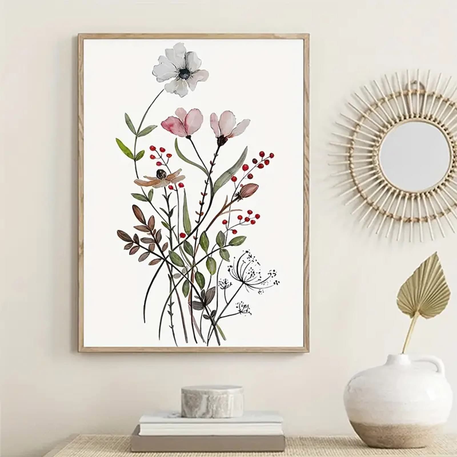 3pcs/set Unframed Modern Watercolor Flower Wildflower Poster Wall Decor ...